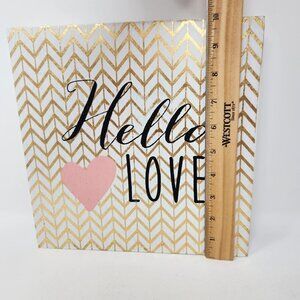 Hobby Lobby | Accents | Hello Love Wooden Home Decor Sign Chevron Heart ...